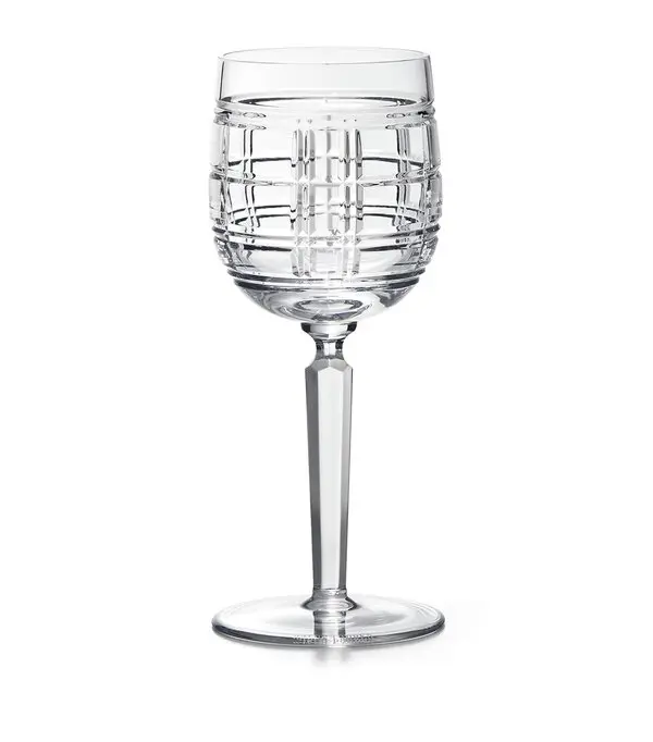 Ralph Lauren Hudson Plaid White Wine Glass - Clear