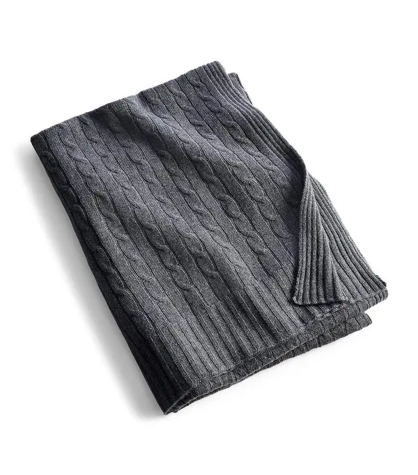 Ralph Lauren Cashmere Cable-knit Throw - Grey