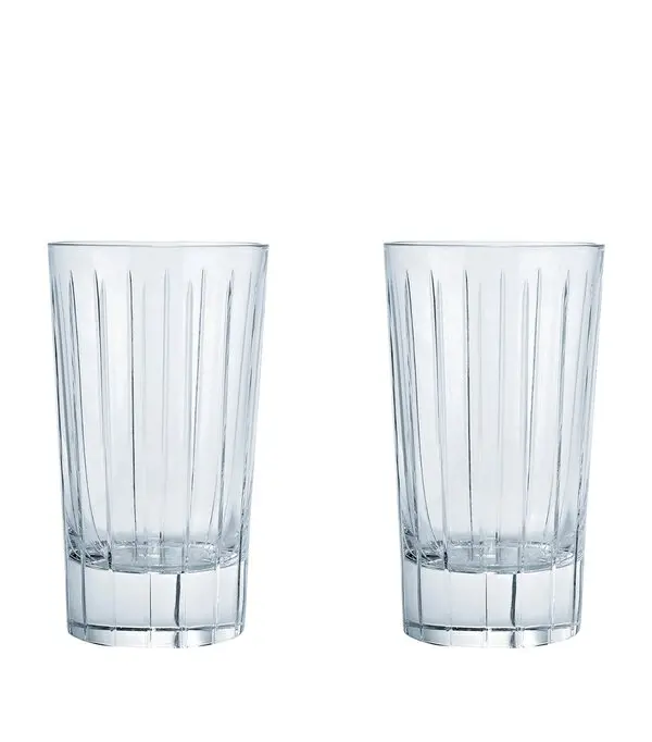 Christofle Set Of 2 Iriana Crystal Highball Glasses - Silver