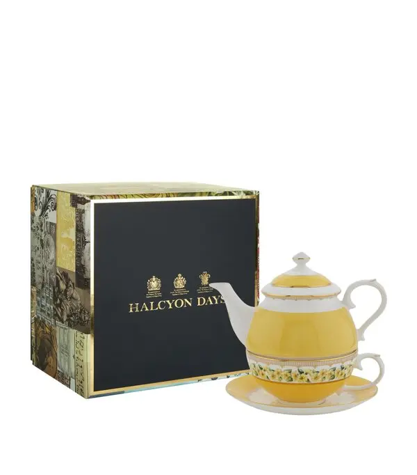 Halcyon Days Shell Garden Floral Tea For One - Yellow