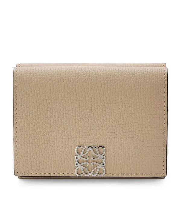 Loewe Leather Anagram Trifold Wallet - Beige