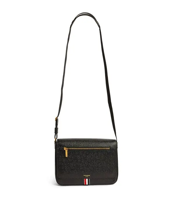 Thom Browne Pebbled Leather Reporter Bag - Black