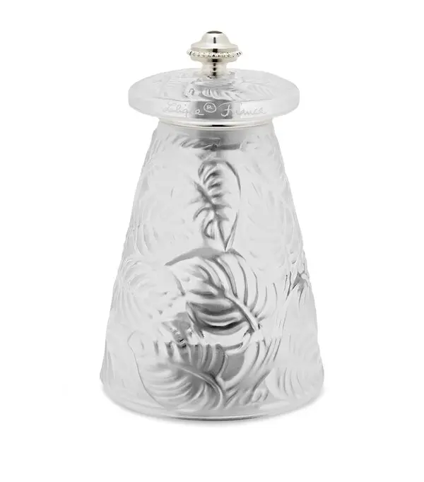 Lalique Feuilles Crystal Pepper Grinder - Clear