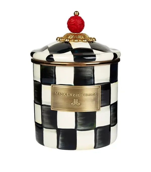 MACKENZIE-CHILDS Small Courtly Check Enamel Canister - Black