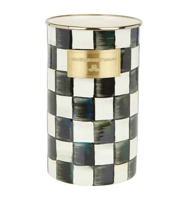 MACKENZIE-CHILDS Courtly Check Enamel Utensil Holder - Black