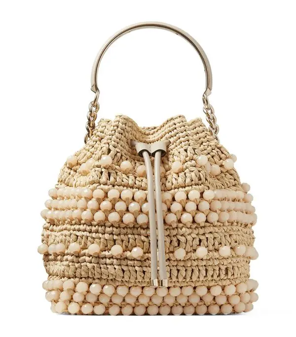 JIMMY CHOO Raffia Bon Bon Top-handle Bag