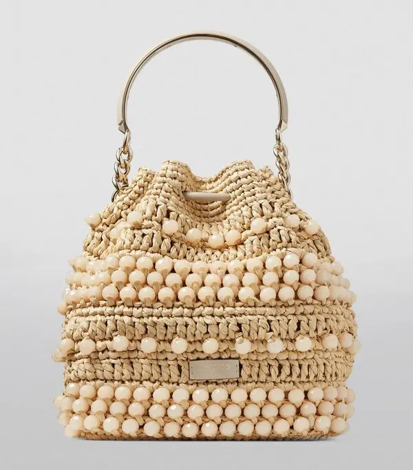 JIMMY CHOO Raffia Bon Bon Top-handle Bag