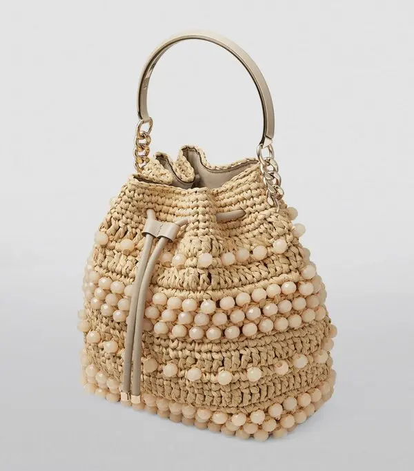 JIMMY CHOO Raffia Bon Bon Top-handle Bag