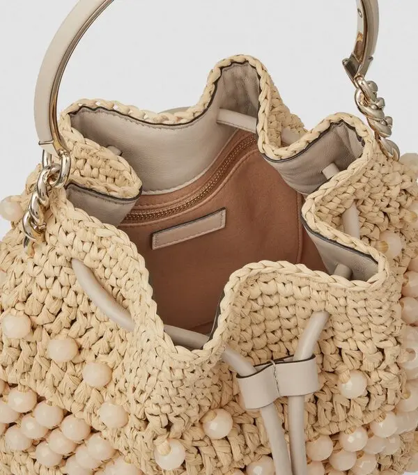 JIMMY CHOO Raffia Bon Bon Top-handle Bag