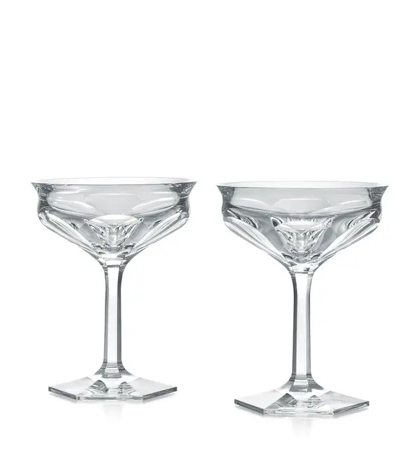 THE MARTHA, BY BACCARAT Set Of 2 Harcourt Talleyrand Encore Champagne Glasses - Clear