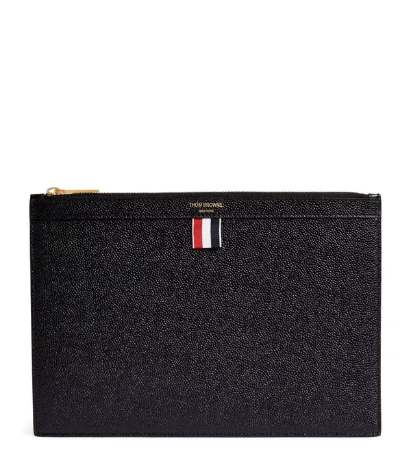 Thom Browne Small Leather Pouch - Black