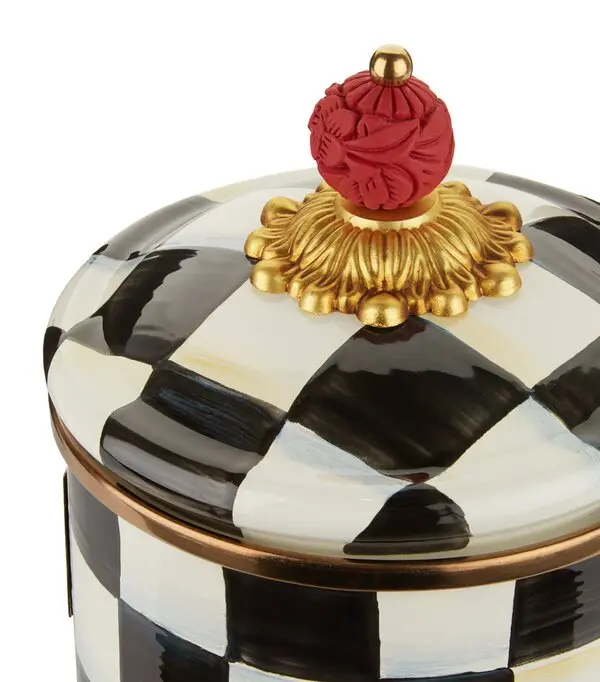 MACKENZIE-CHILDS Large Courtly Check Enamel Canister - Black