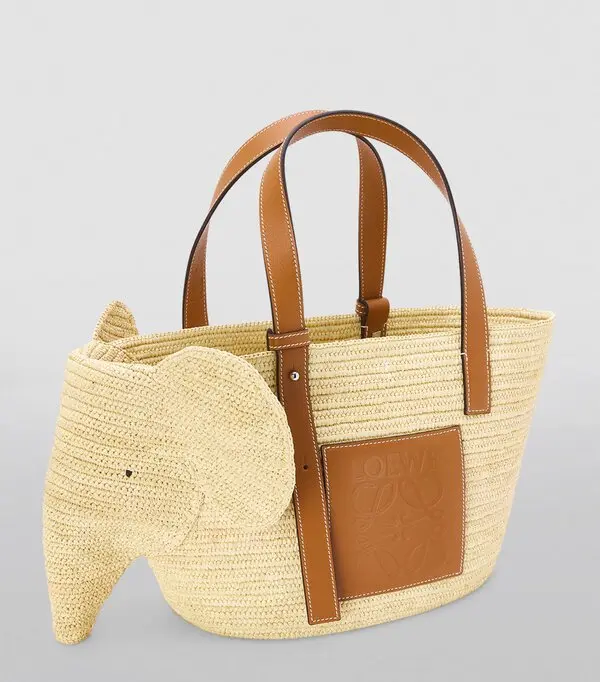 Loewe Woven Raffia Elephant Basket Tote
