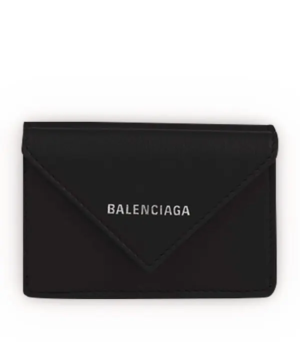 Balenciaga Mini Leather Papier Wallet - Black
