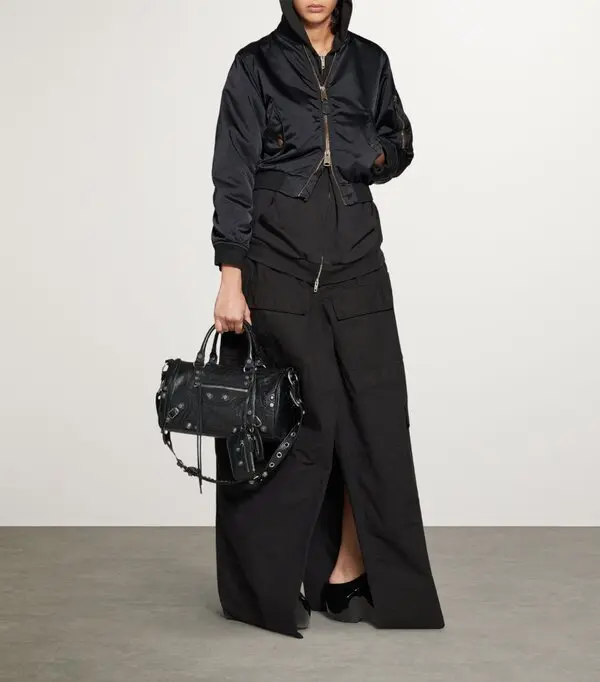 Balenciaga Medium Leather Le Cagole Duffle Bag - Black | Editorialist