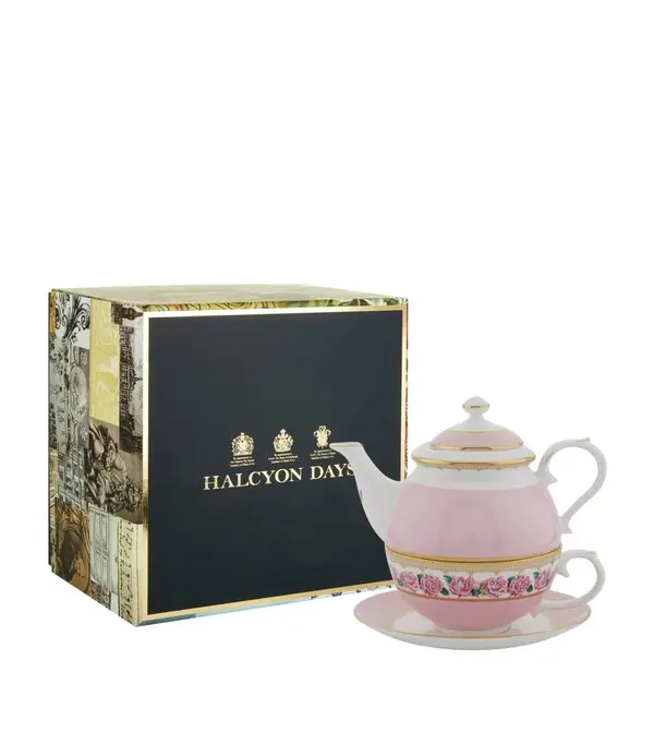 Halcyon Days Shell Garden Floral Tea For One - Pink