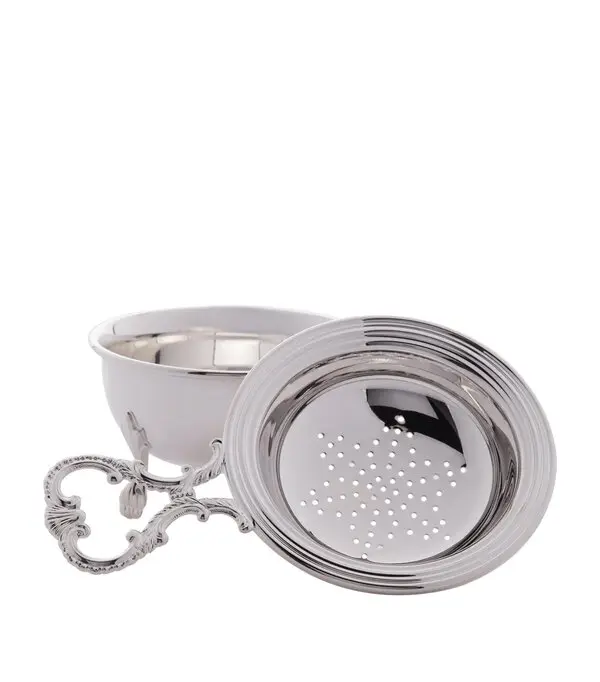 GREGGIO Georgian Plated Tea Strainer With Drip Bowl
