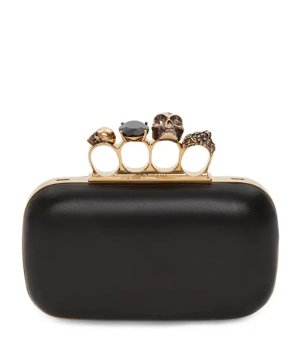 Alexander McQueen Skull Four-ring Clutch Bag - Black