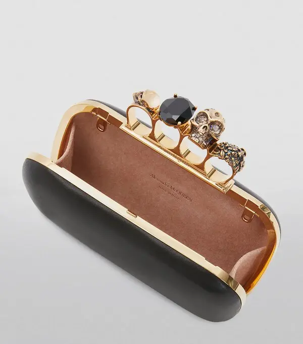 Alexander McQueen Skull Four-ring Clutch Bag - Black