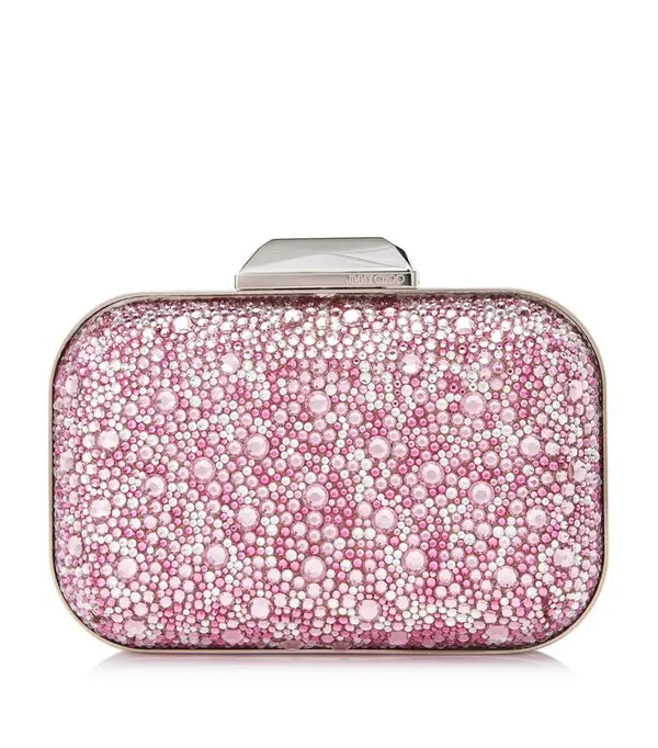 JIMMY CHOO Crystal-embellished Cloud Clutch - Pink