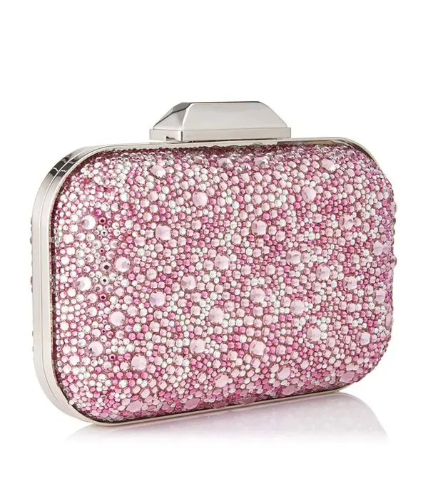 JIMMY CHOO Crystal-embellished Cloud Clutch - Pink