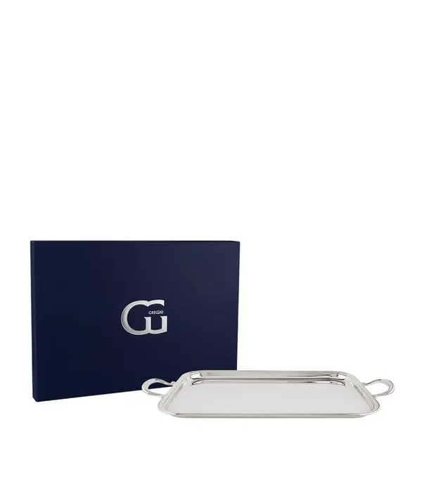 GREGGIO Plated English Tray With Handles - Silver