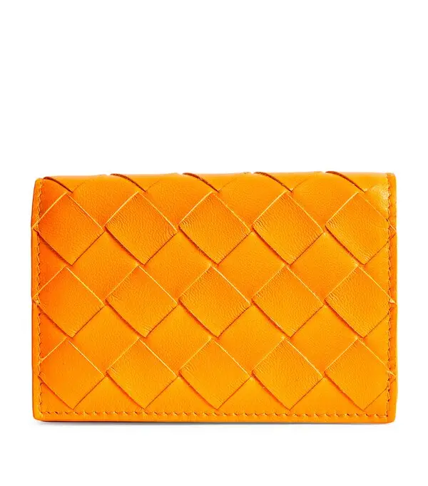 Bottega Veneta Leather Intrecciato Card Holder - Green