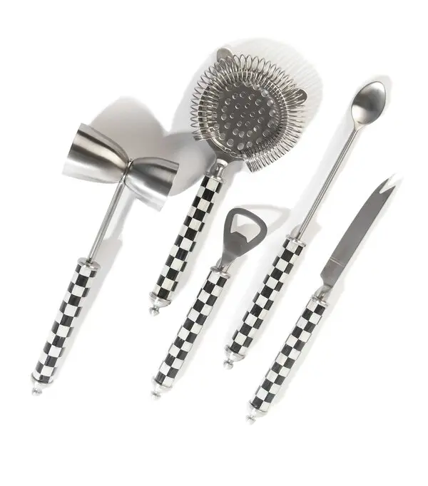 MACKENZIE-CHILDS Courtly Check Bar Tool Set - Black