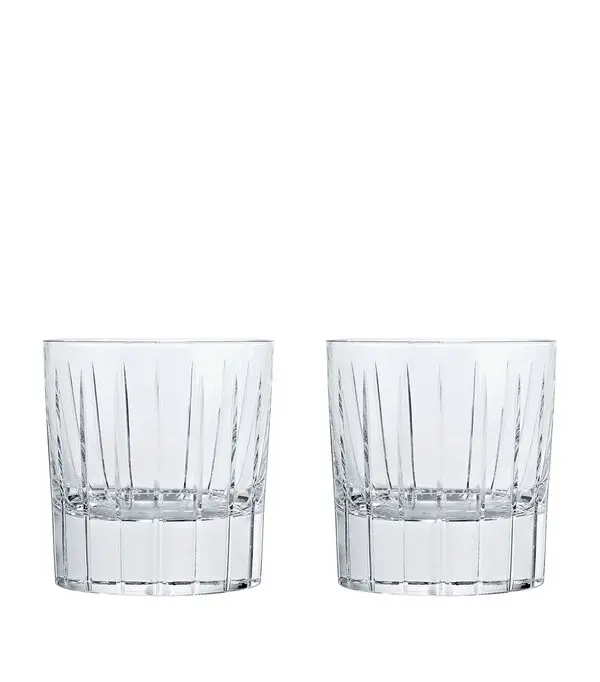 Christofle Set Of 2 Iriana Crystal Old Fashioned Glasses - Silver