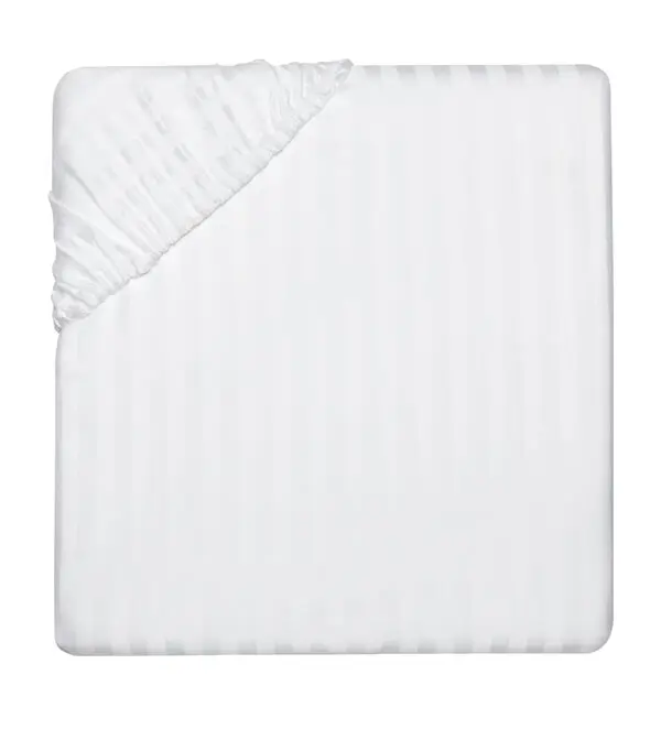 PRATESI Raso Rigato Fitted Sheet - White