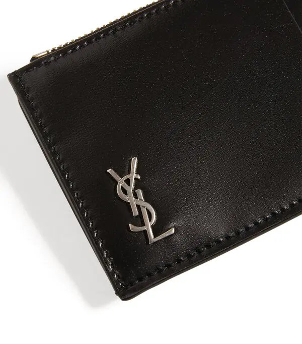 Saint Laurent Leather Fragments Monogram Card Holder