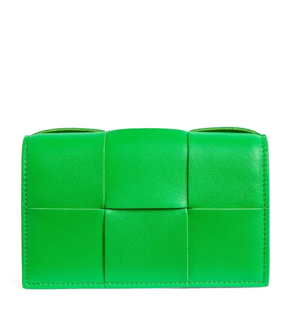 Bottega Veneta Leather Intreccio Card Holder - Green