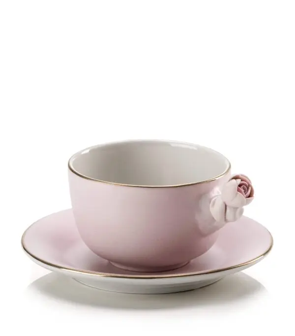 VILLARI Cappuccino Cup And Saucer - Pink