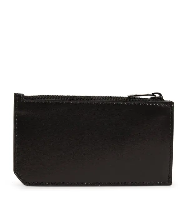 Saint Laurent Leather Fragments Monogram Card Holder - Black