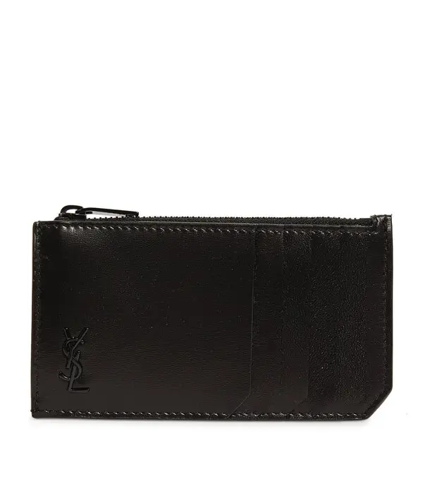 Saint Laurent Leather Fragments Monogram Card Holder