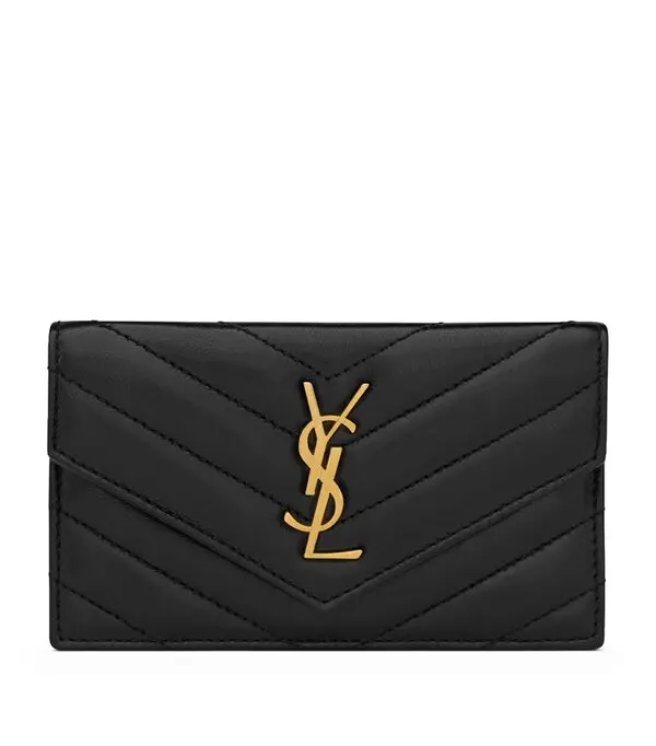 Saint Laurent Monogram Fragments Metalassé Card Holder - Black
