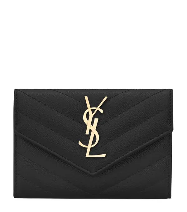 Saint Laurent Leather Quilted Wallet - Black