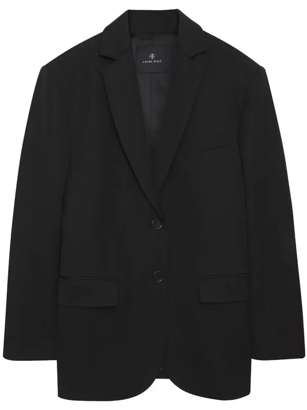 ANINE BING Quinn Single-breasted Wool Blazer - Black