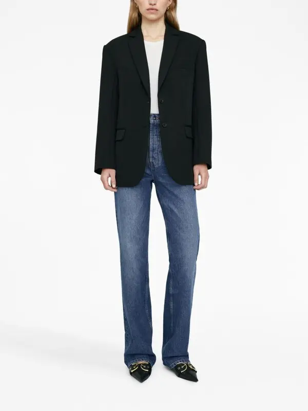 ANINE BING Quinn Single-breasted Wool Blazer - Black
