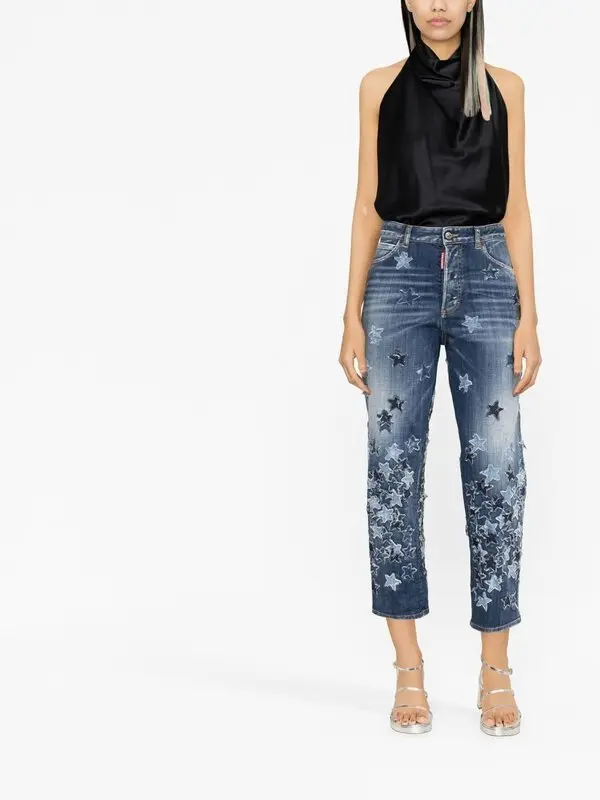 Dsquared2 Cropped Star Embellished Jeans