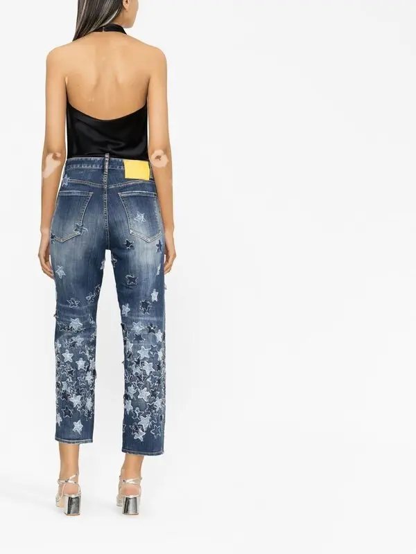 Dsquared2 Cropped Star Embellished Jeans