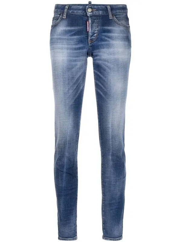 Dsquared2 Faded Cropped Skinny Jeans - Blue