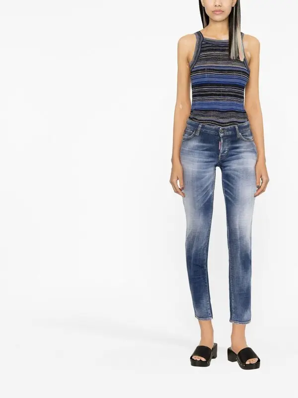 Dsquared2 Faded Cropped Skinny Jeans - Blue