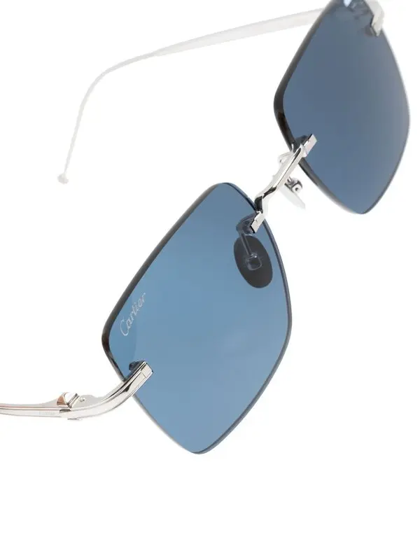 Cartier Signature C De Precious Rectangular Sunglasses - Silver