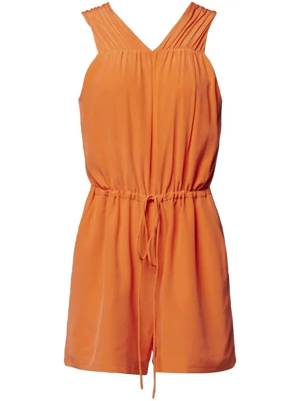 Equipment Drawstring-fastening Silk Playsuit - Orange
