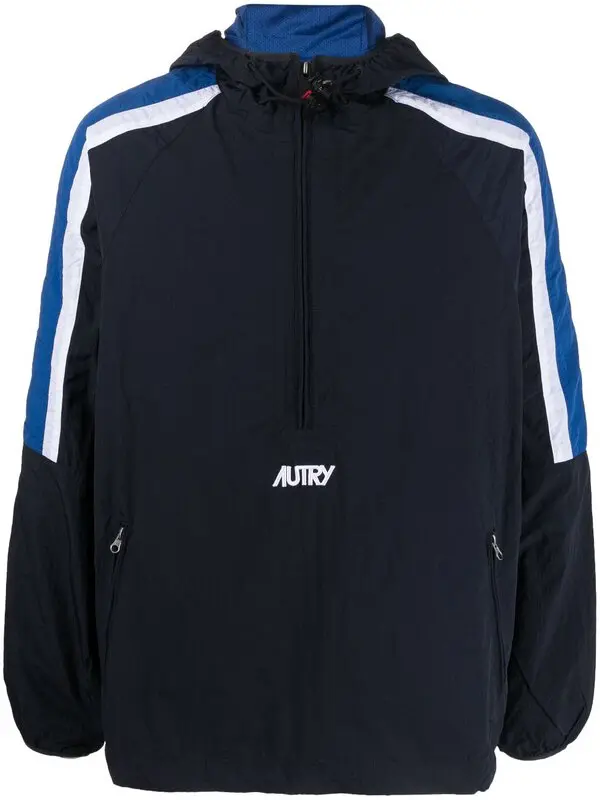 AUTRY Logo-embroidered Hooded Windbreaker - Blue