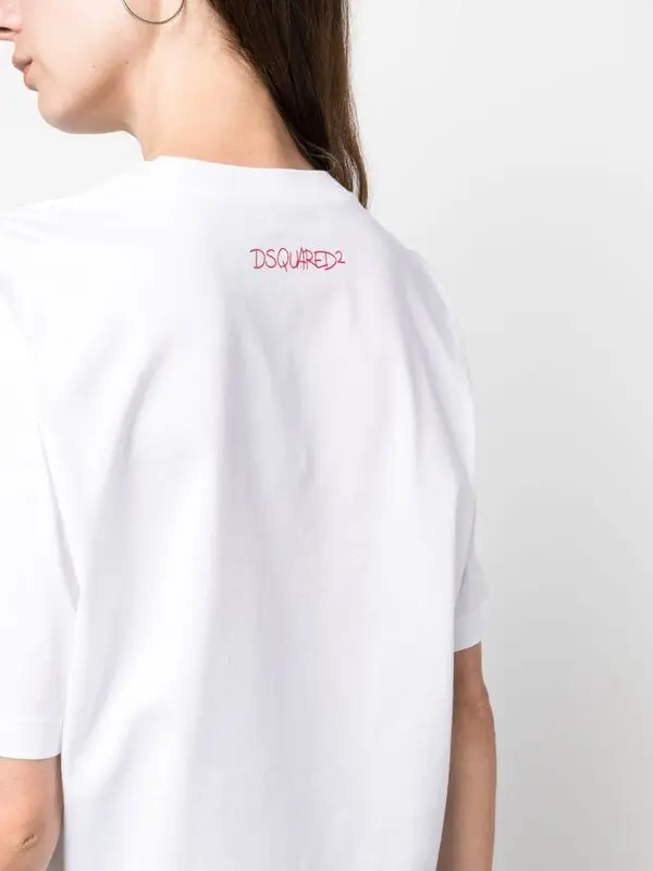 Dsquared2 Lace-trim Graphic T-shirt - White