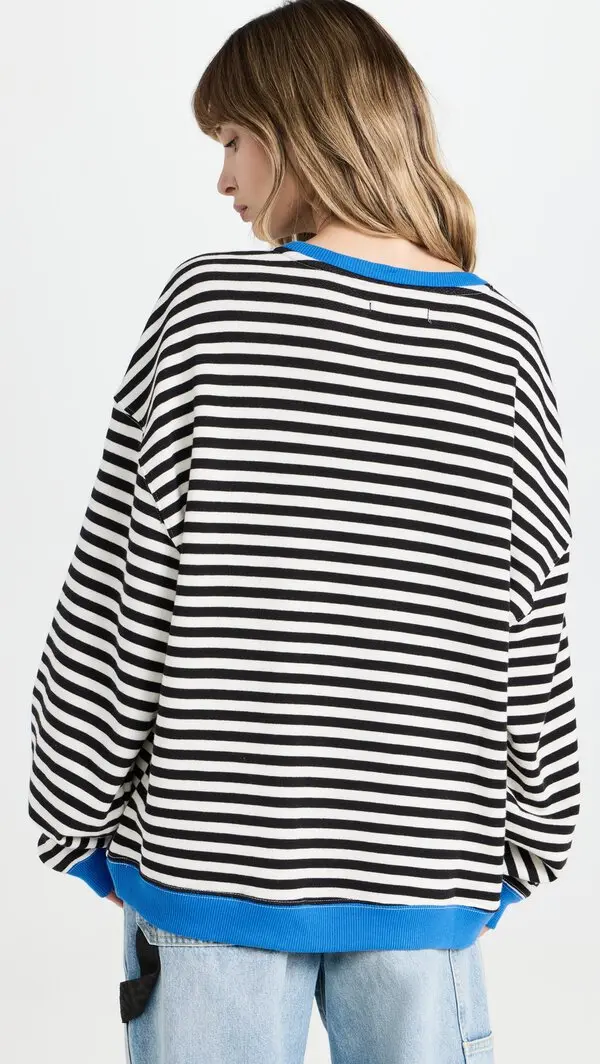Free People Striped Crewneck Pullover