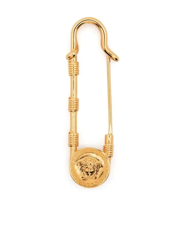 Versace Safety-pin Medusa Brooch - Gold