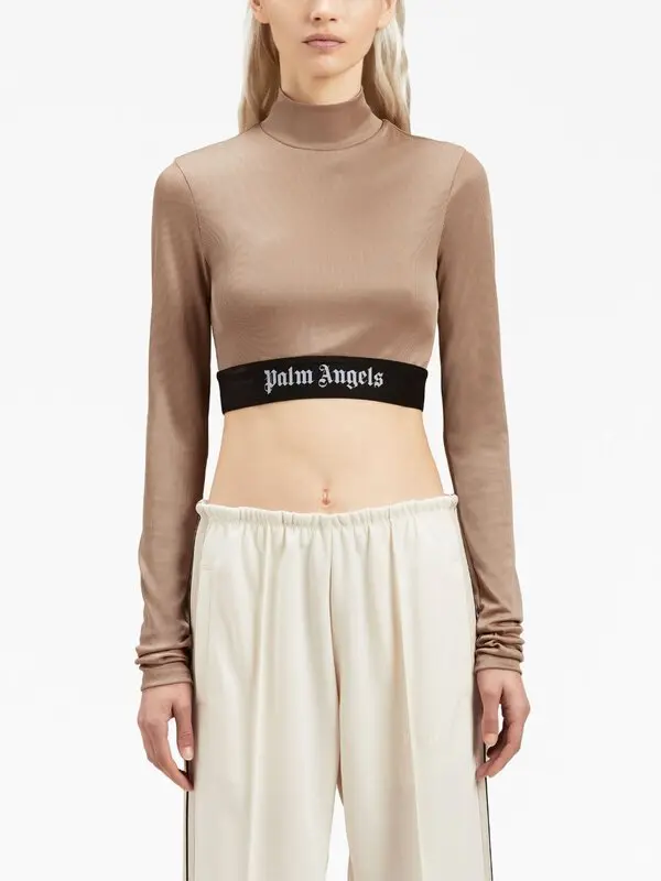 Palm Angels Logo-tape Cropped T-shirt